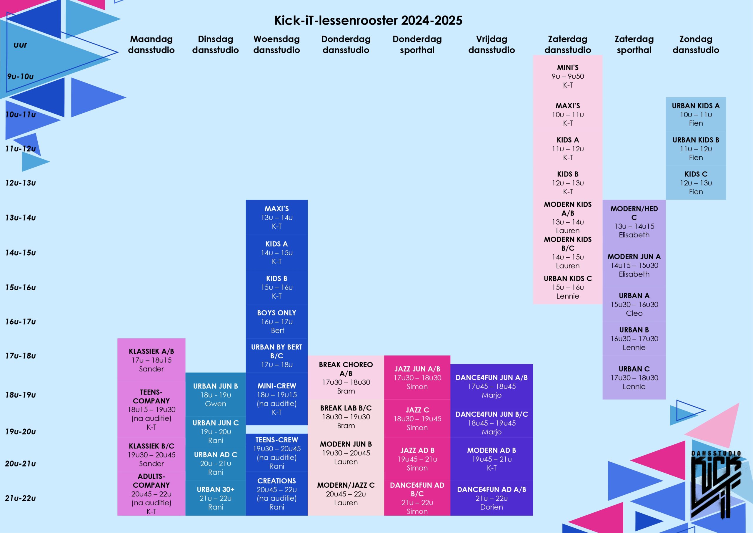 Lessenrooster | Dansstudio Kick-iT